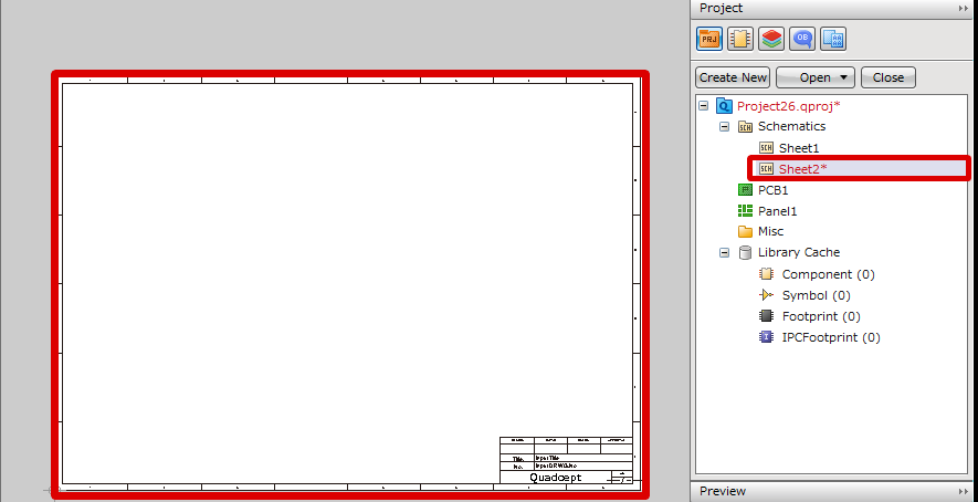 Quadcept - Adding Schematic Sheets